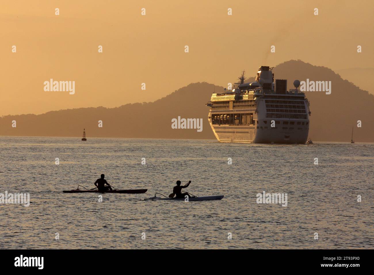 Transatlantic departing the port of Santos, Brazil, as kayak paddlers ...