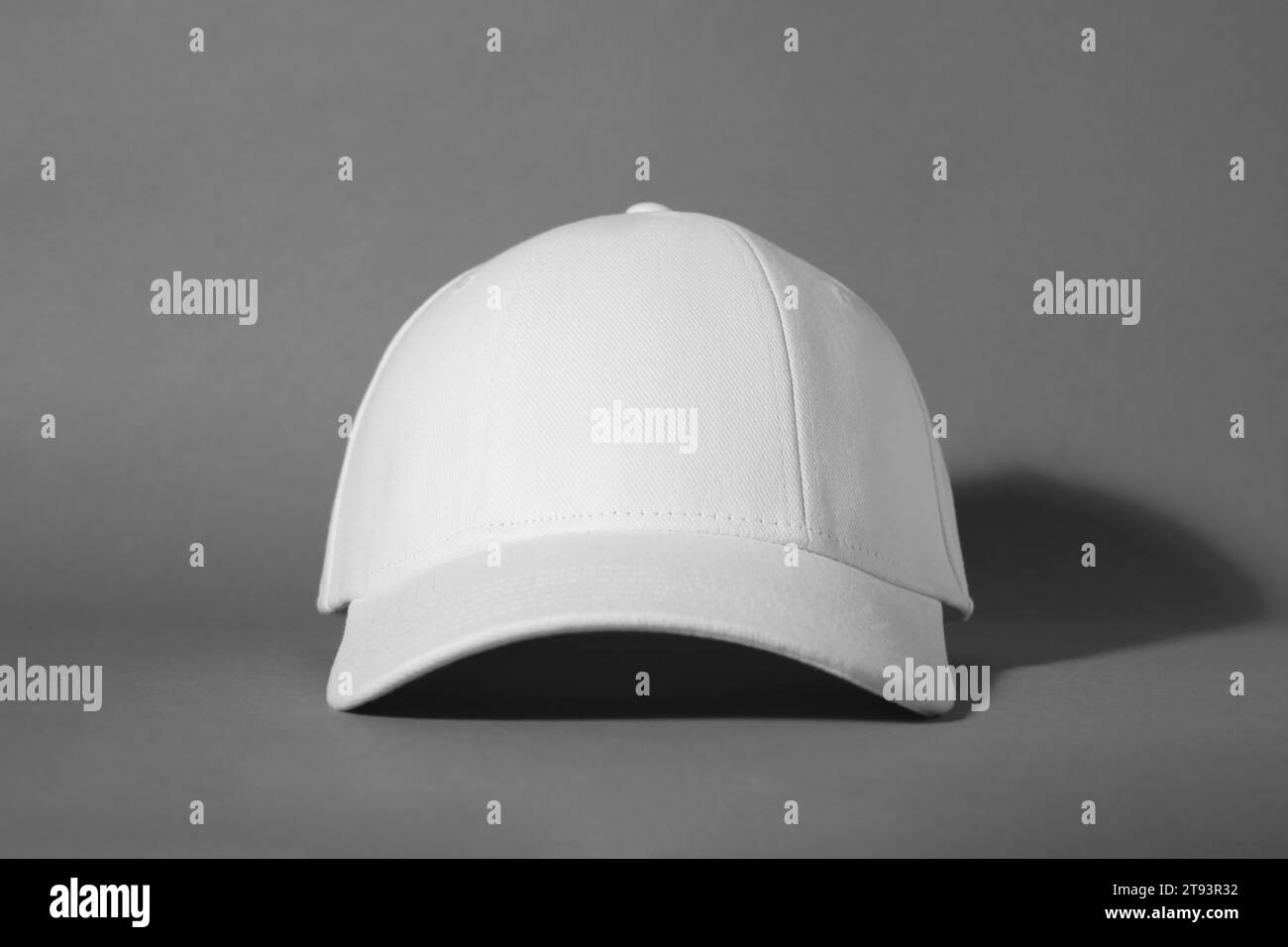 Stylish white baseball cap on grey background Stock Photo - Alamy
