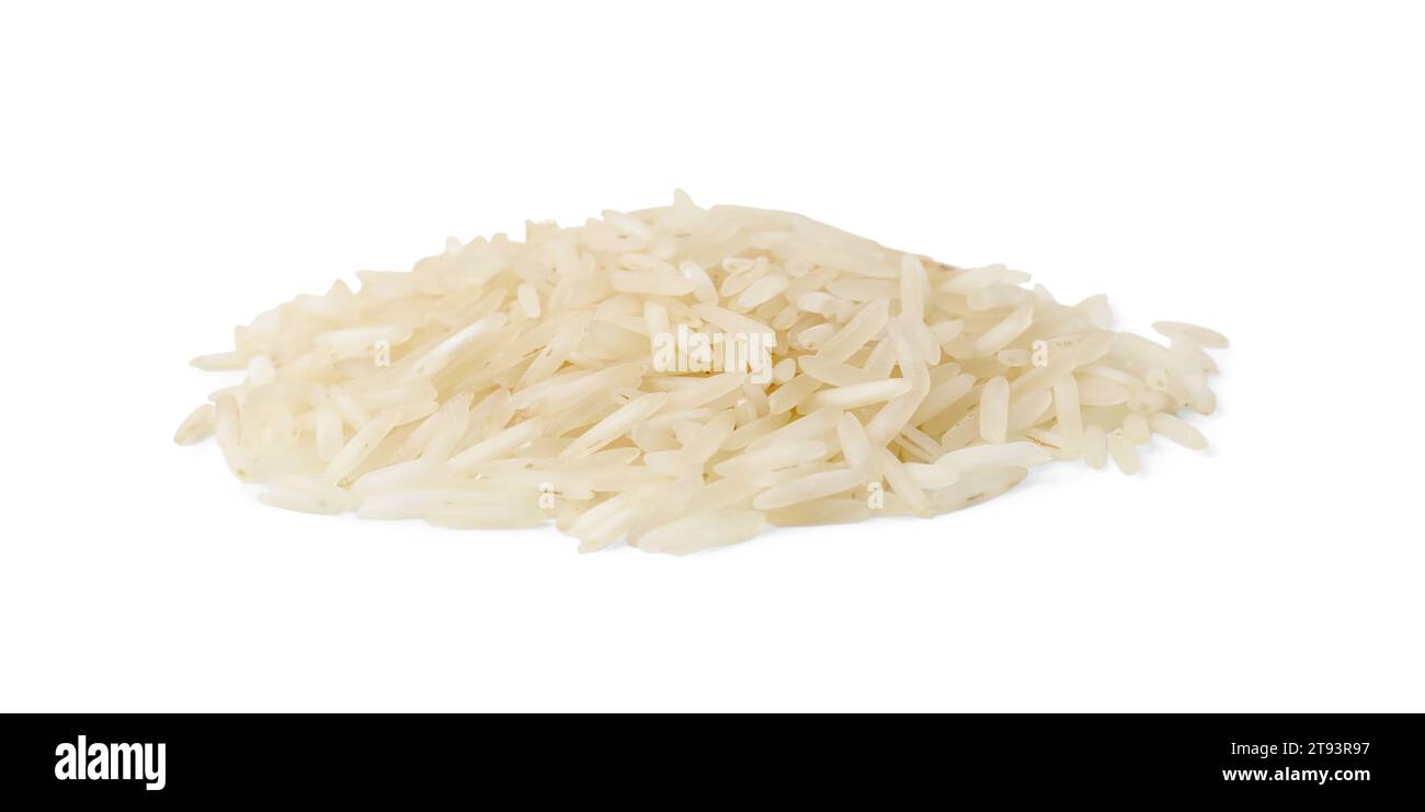 Pile of raw rice isolated on white Stock Photo - Alamy