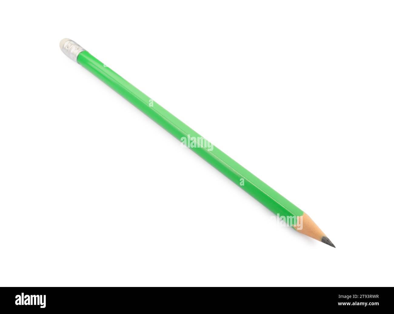 One sharp graphite pencil isolated on white Stock Photo - Alamy