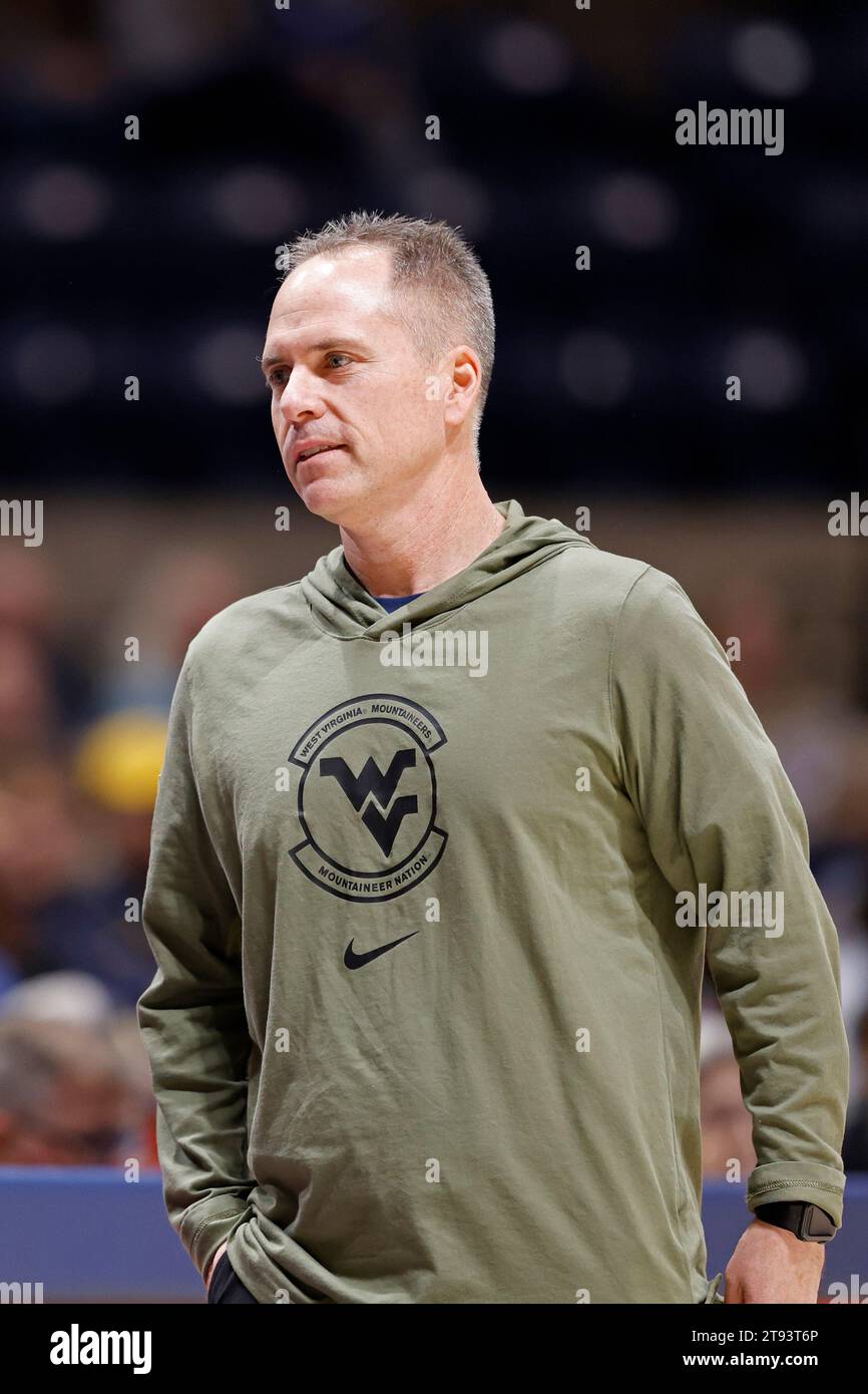 West Virginia head coach Mark Kellogg is seen on the sidelines against ...