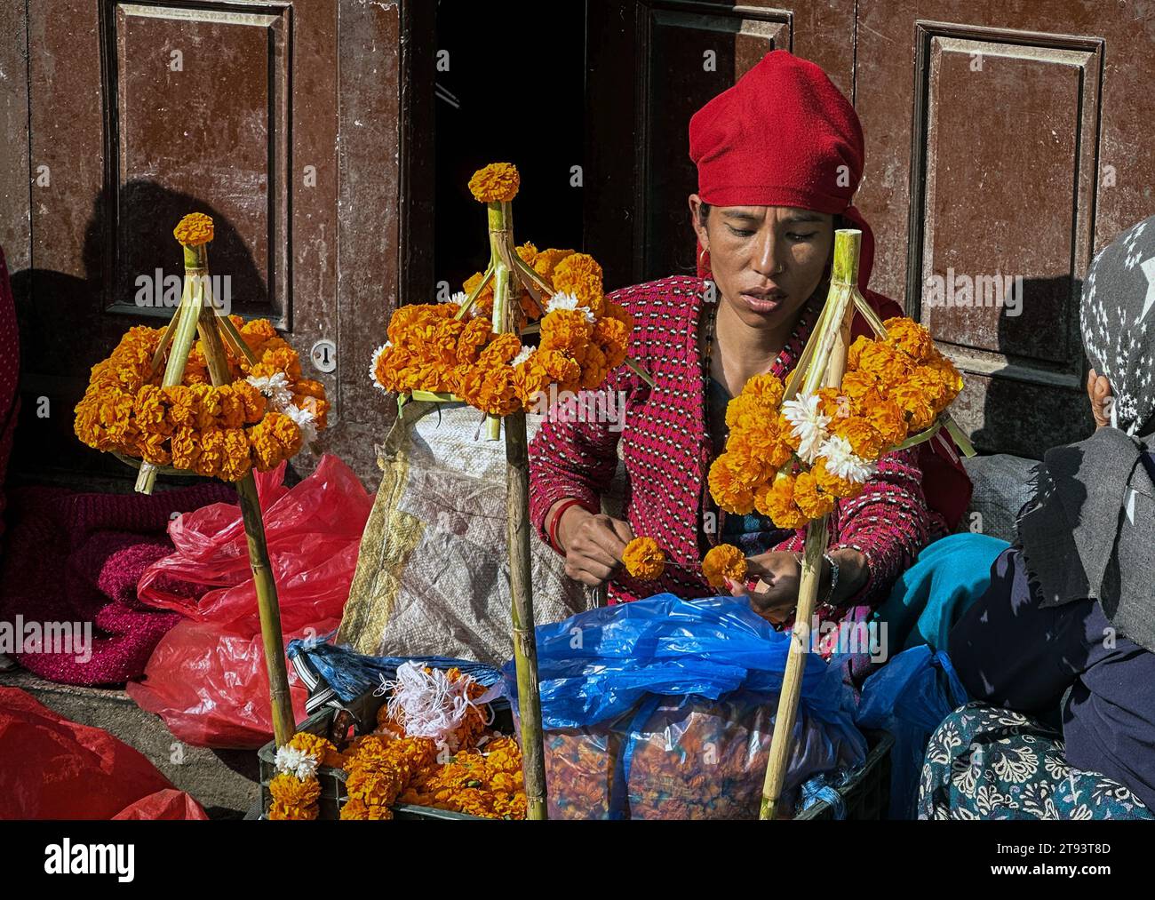 Kathmandu, Bagmati, Nepal. 22nd Nov, 2023. A woman prepares a bamboo ...