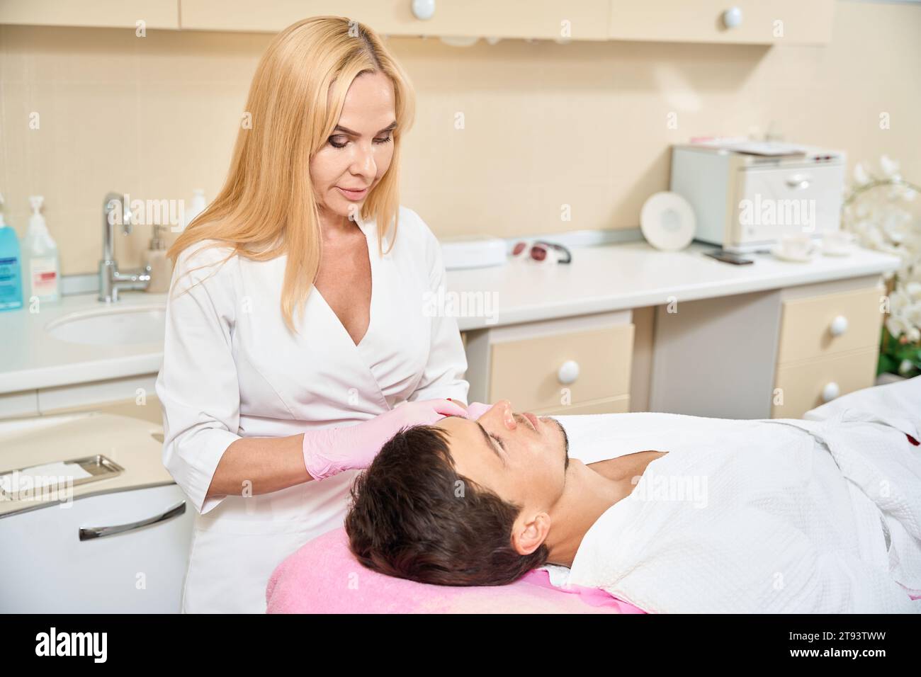 Male receives beauty injections in aesthetic medicine clinic Stock ...