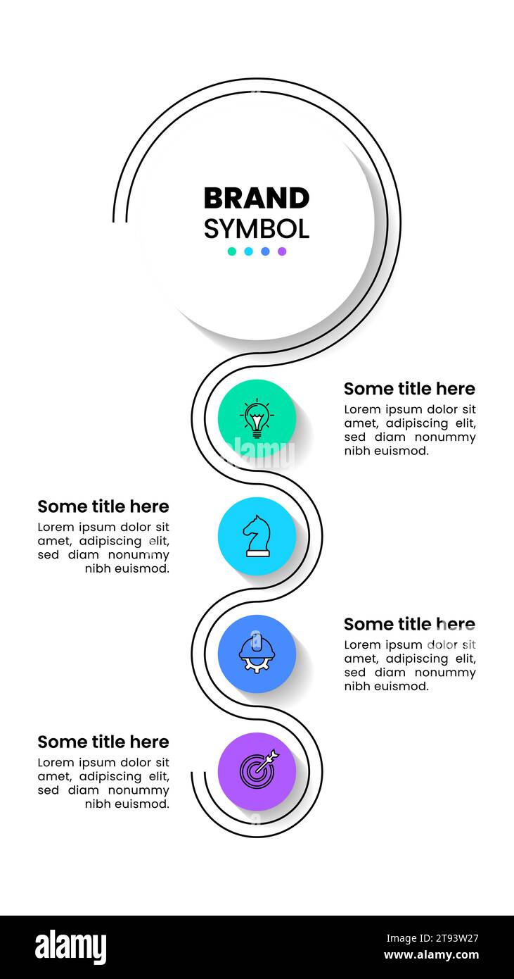 Infographic template with icons and 4 options or steps. Vertical line ...
