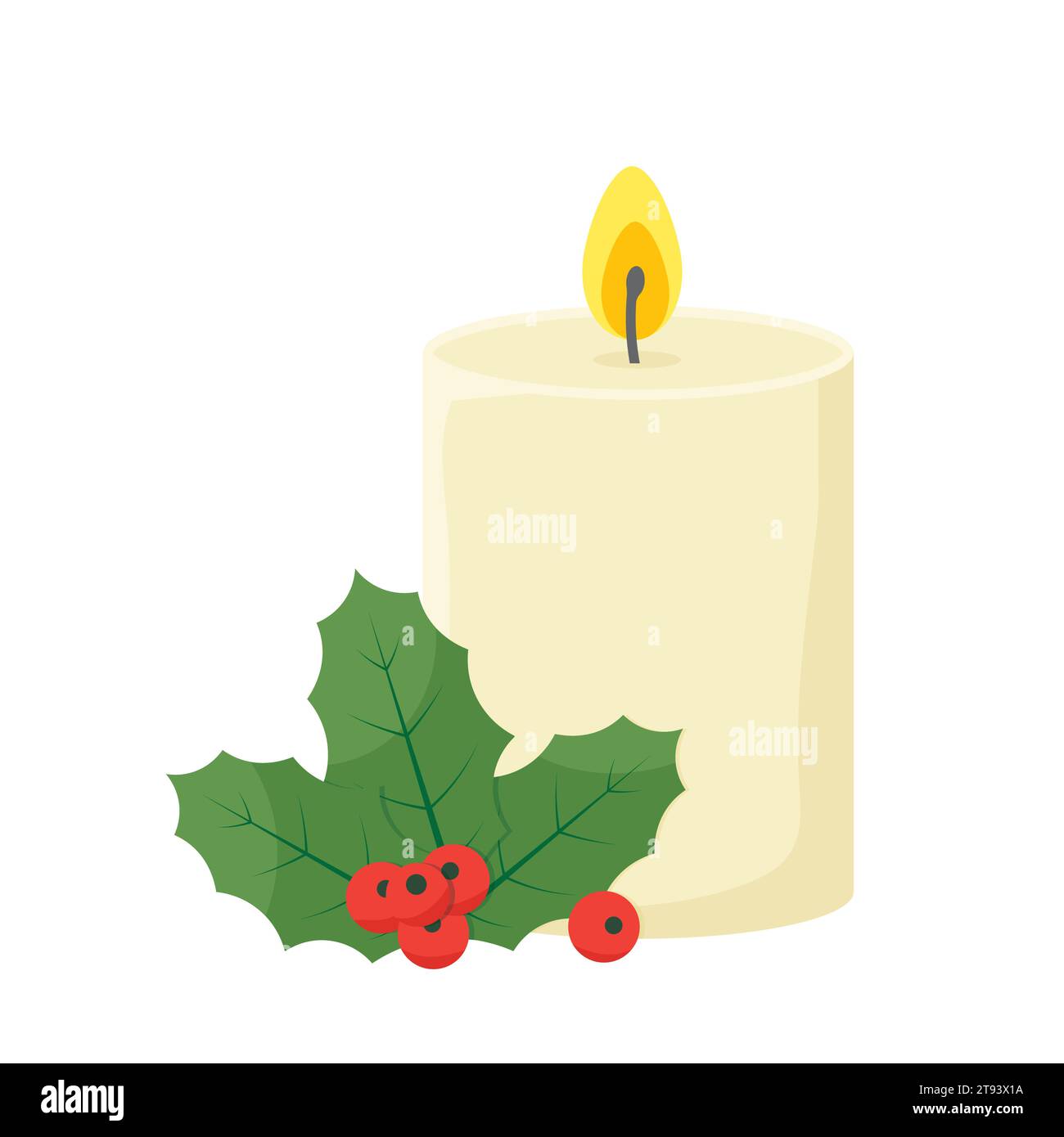 advent, christmas candle with holly berry- vector illustration Stock ...