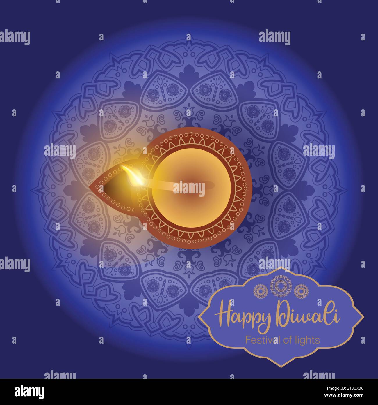 Happy Diwali ( Festival of lights) vector illustration with mandala ...