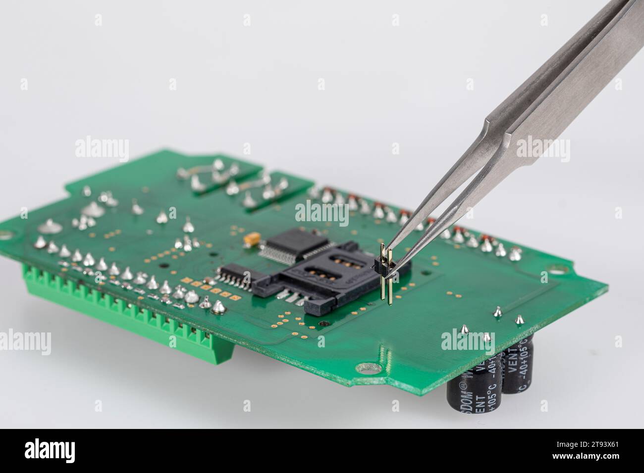 Detail of working on circuit board in laboratory Stock Photo - Alamy