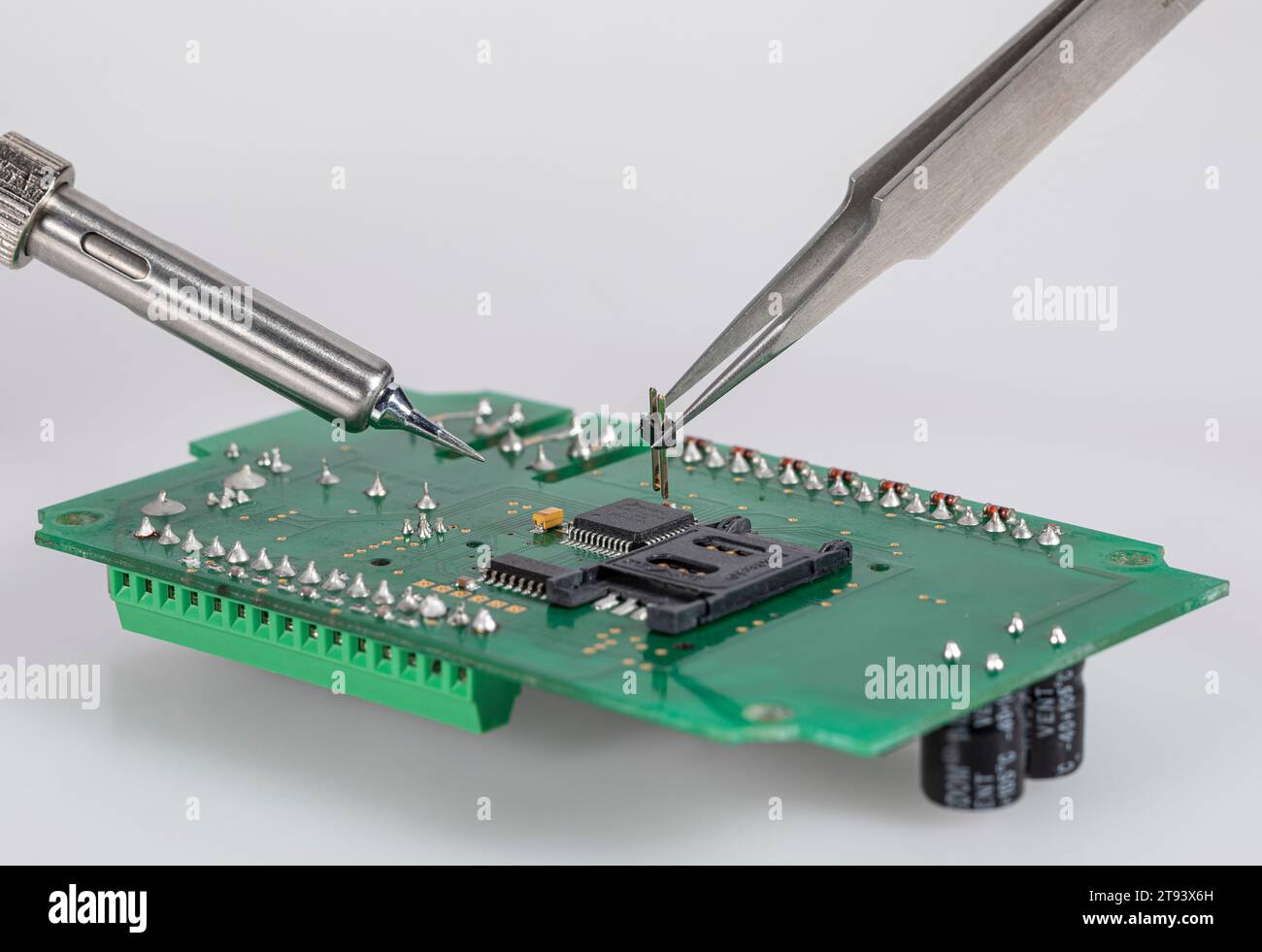 Detail of electronic soldering on a circuit board in laboratory Stock ...