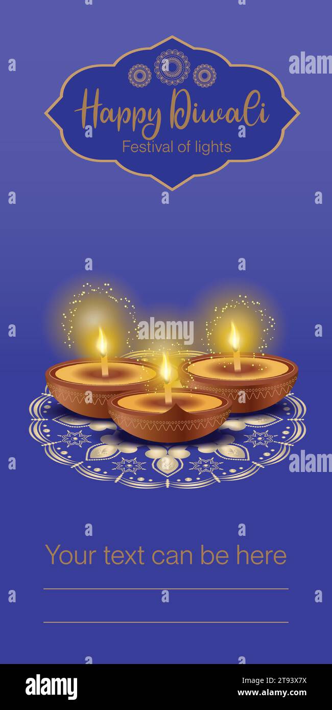 Happy Diwali ( Festival of lights) vector illustration with mandala ...