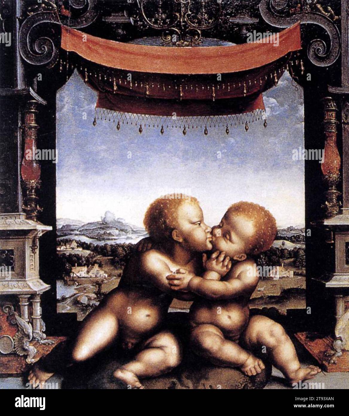 The Infants Christ and Saint John the Baptist Embracing 1525-30 by Joos Van Cleve Stock Photo ...
