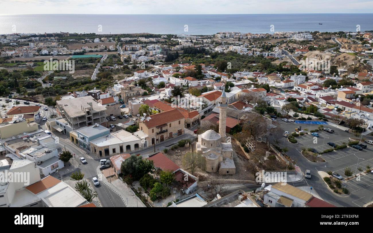 Aerial view of Camii-Kebir Mosque and Mouttalos area in Paphos old town ...