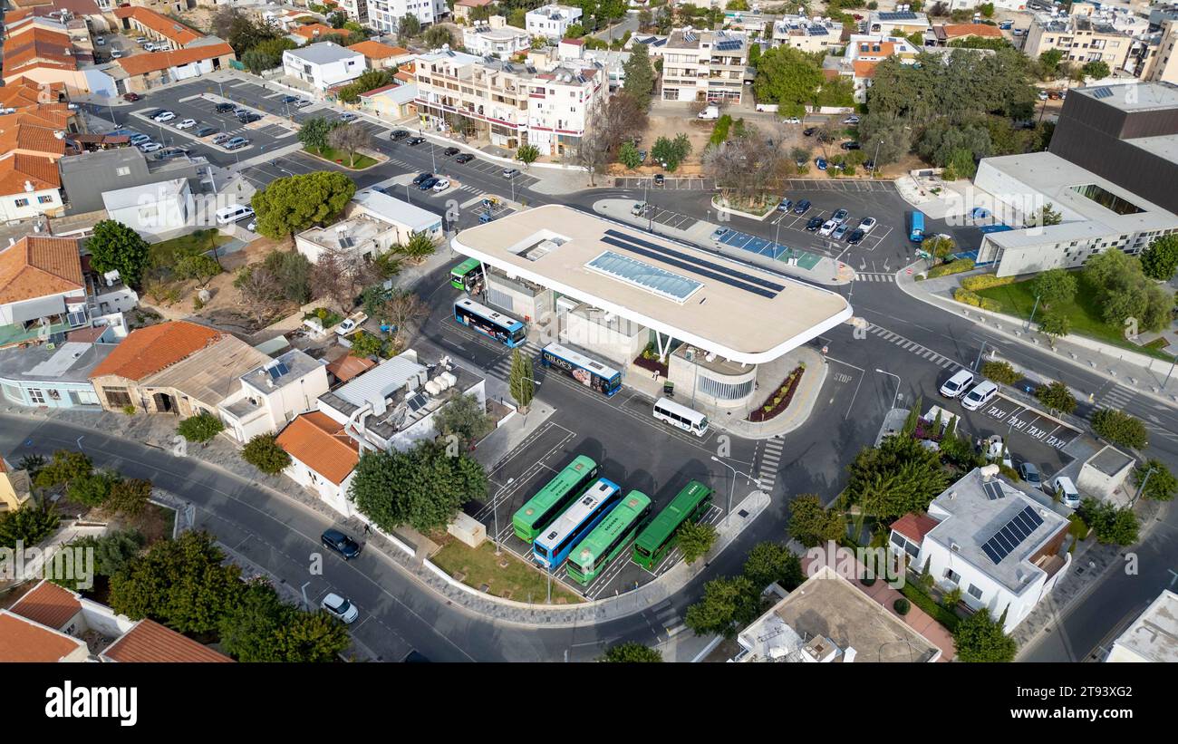 Aerial view of the new Karavella Bus Station, paphos Old town centre ...