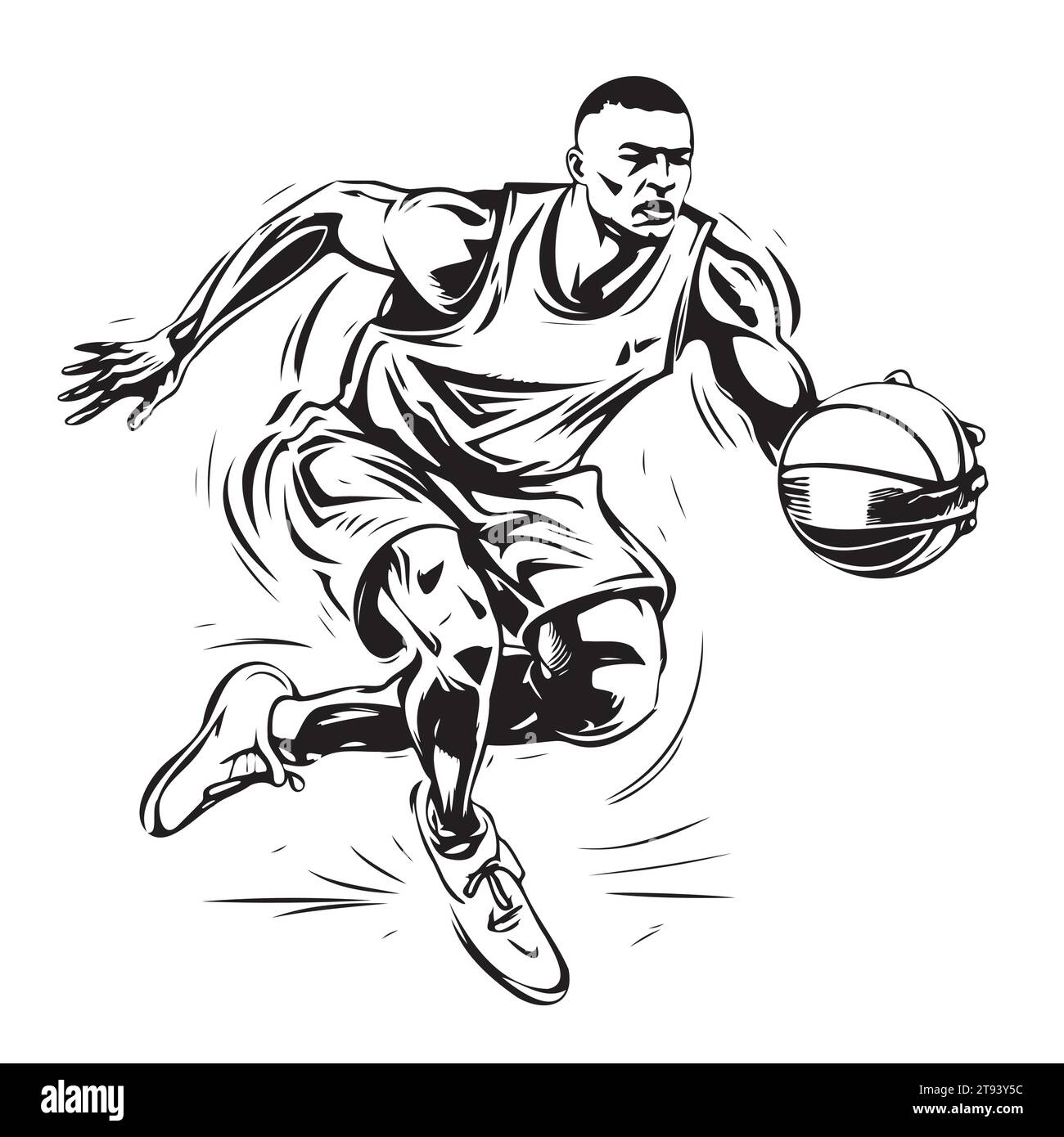 Hand drawn sketch of basketball player. Vector illustration Stock ...