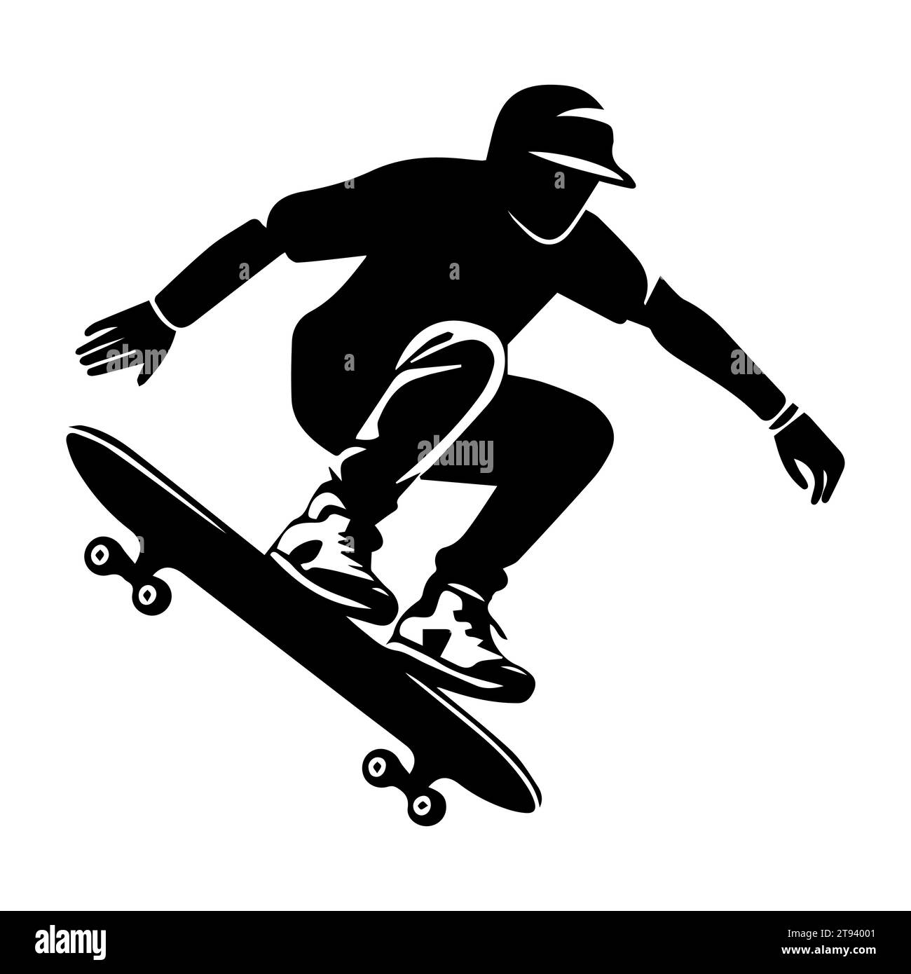 Skater silhouette isolated on white background. Skateboard. Vector ...