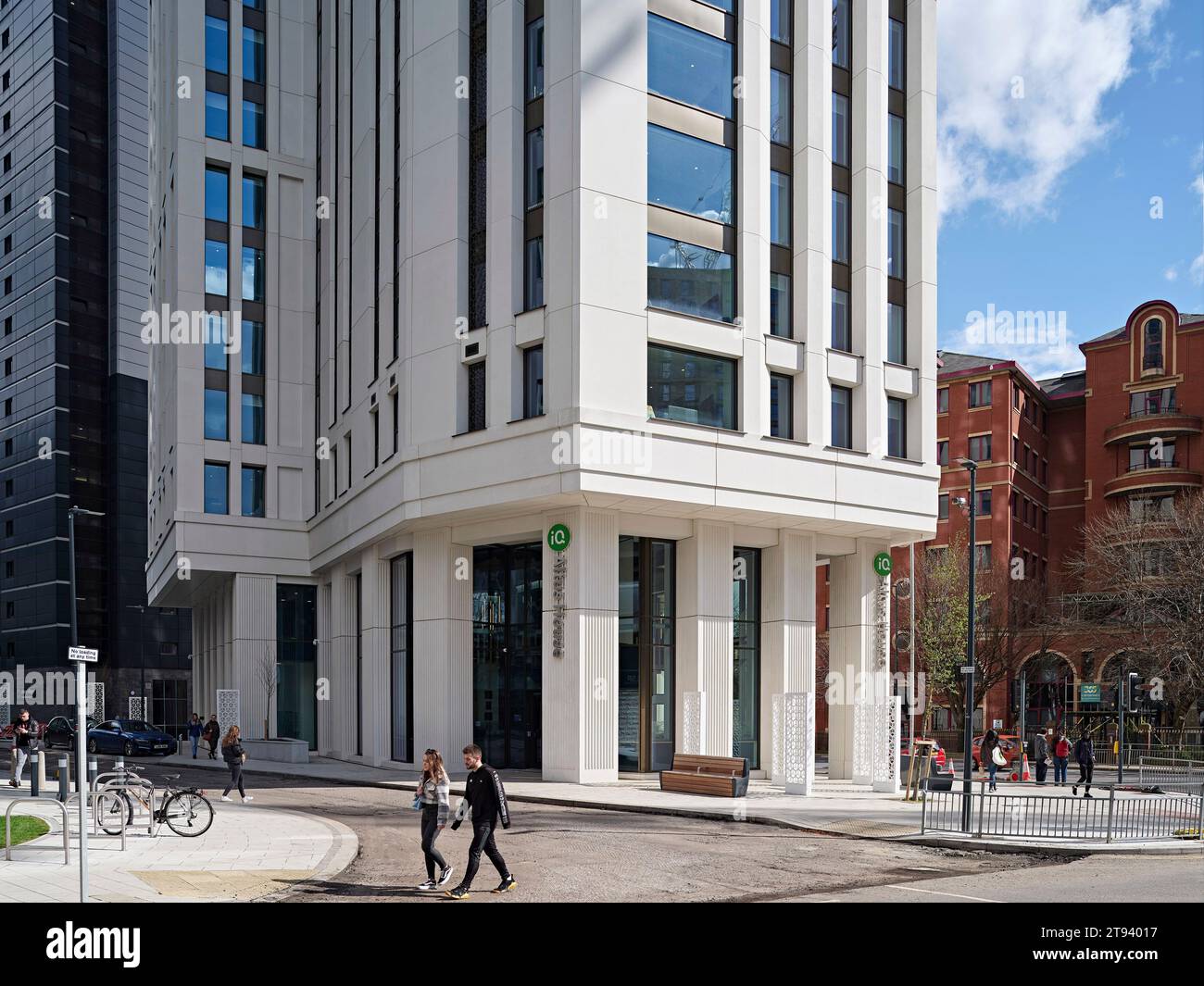 Entrance to skyscraper. Altus House, Leeds, United Kingdom. Architect ...