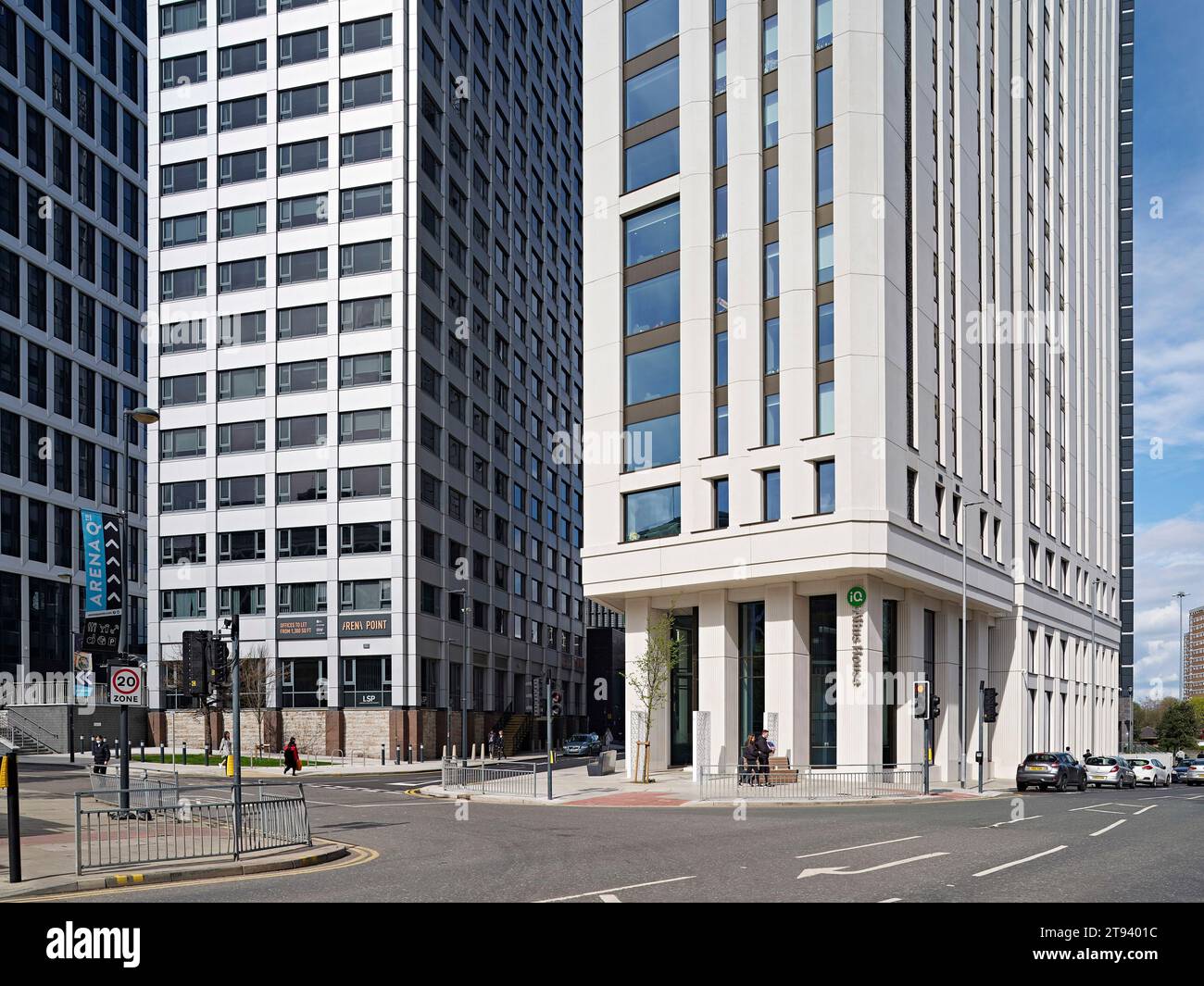 Entrance to skyscraper. Altus House, Leeds, United Kingdom. Architect ...