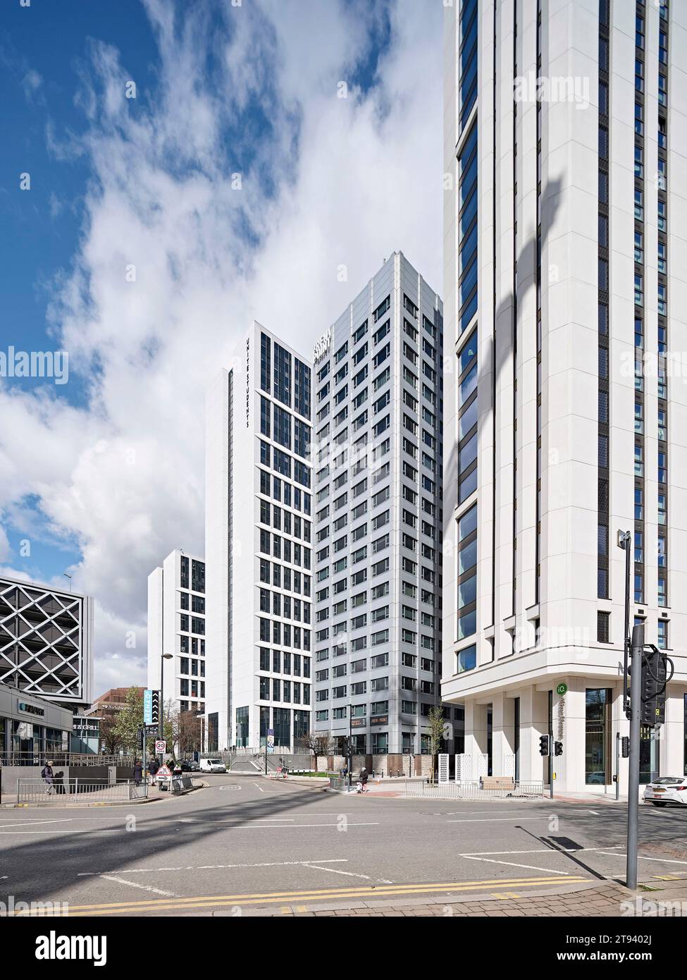 View towards modern student accommodations. Altus House, Leeds, United ...
