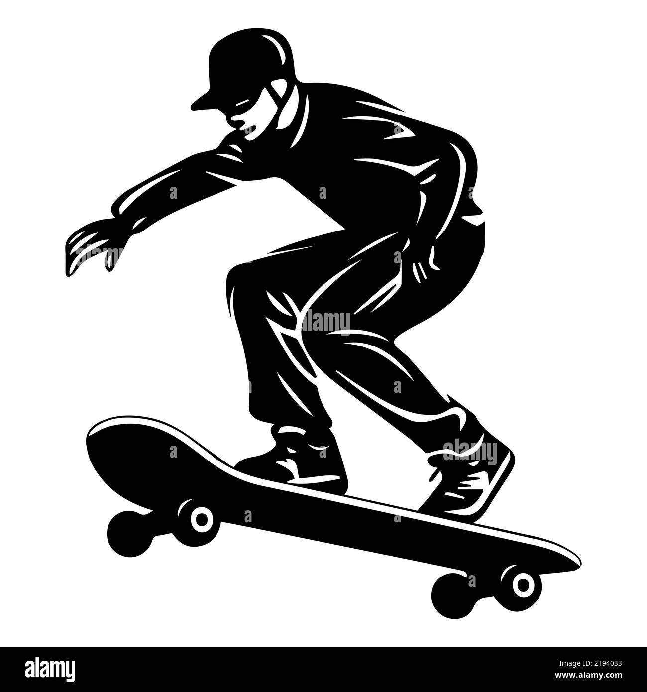 Skater silhouette isolated on white background. Skateboard. Vector ...