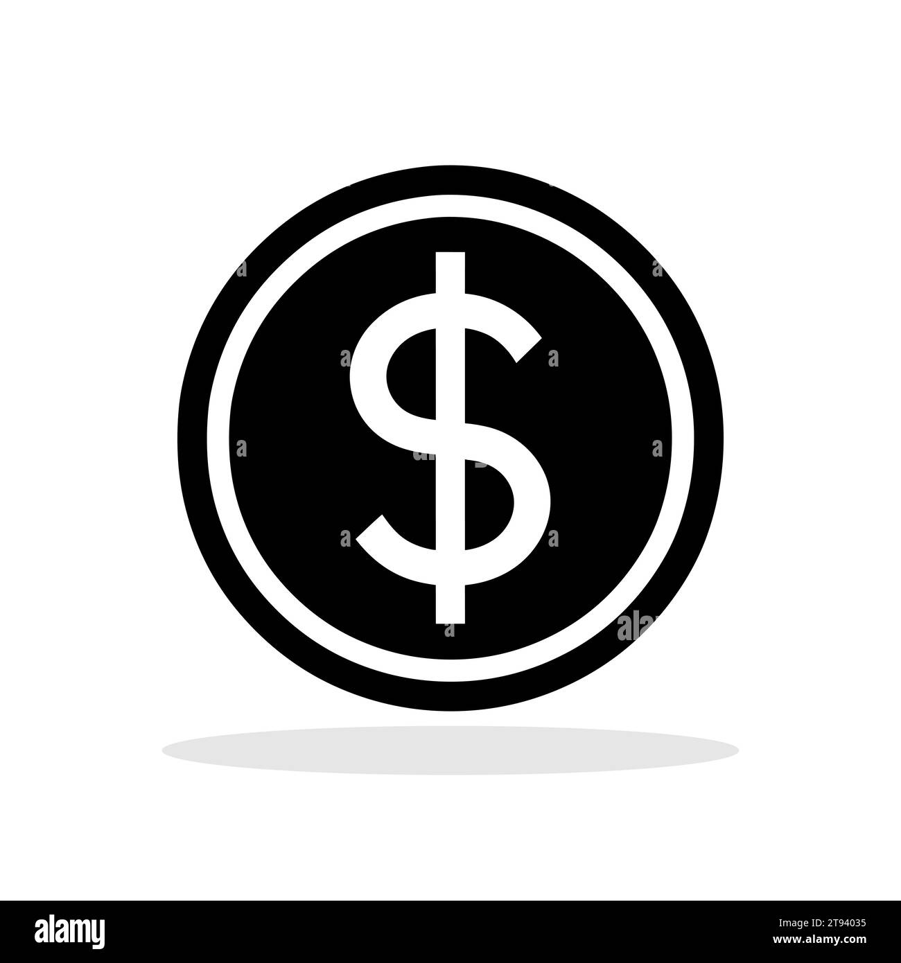 Dollar coin icon. Black money symbol in flat style. American dollar ...