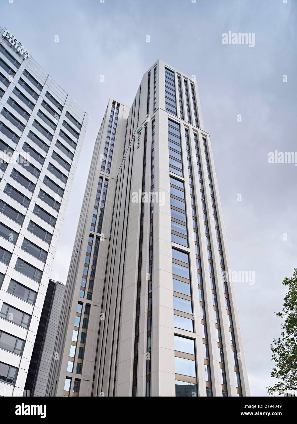 View upwards along building facade. Altus House, Leeds, United Kingdom ...