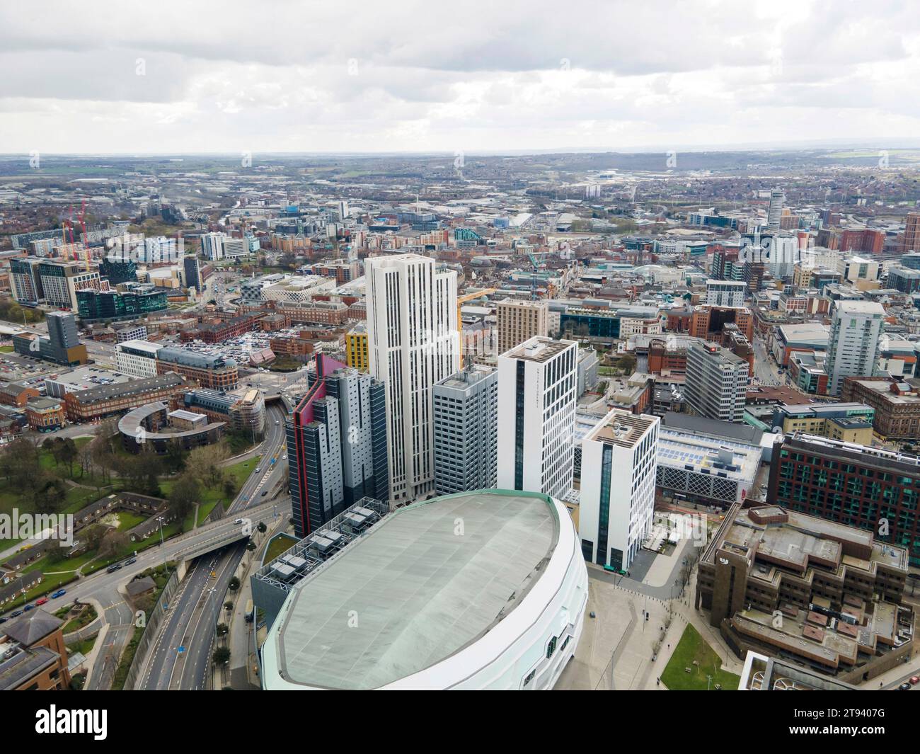 Bird's eye view of city. Altus House, Leeds, United Kingdom. Architect ...