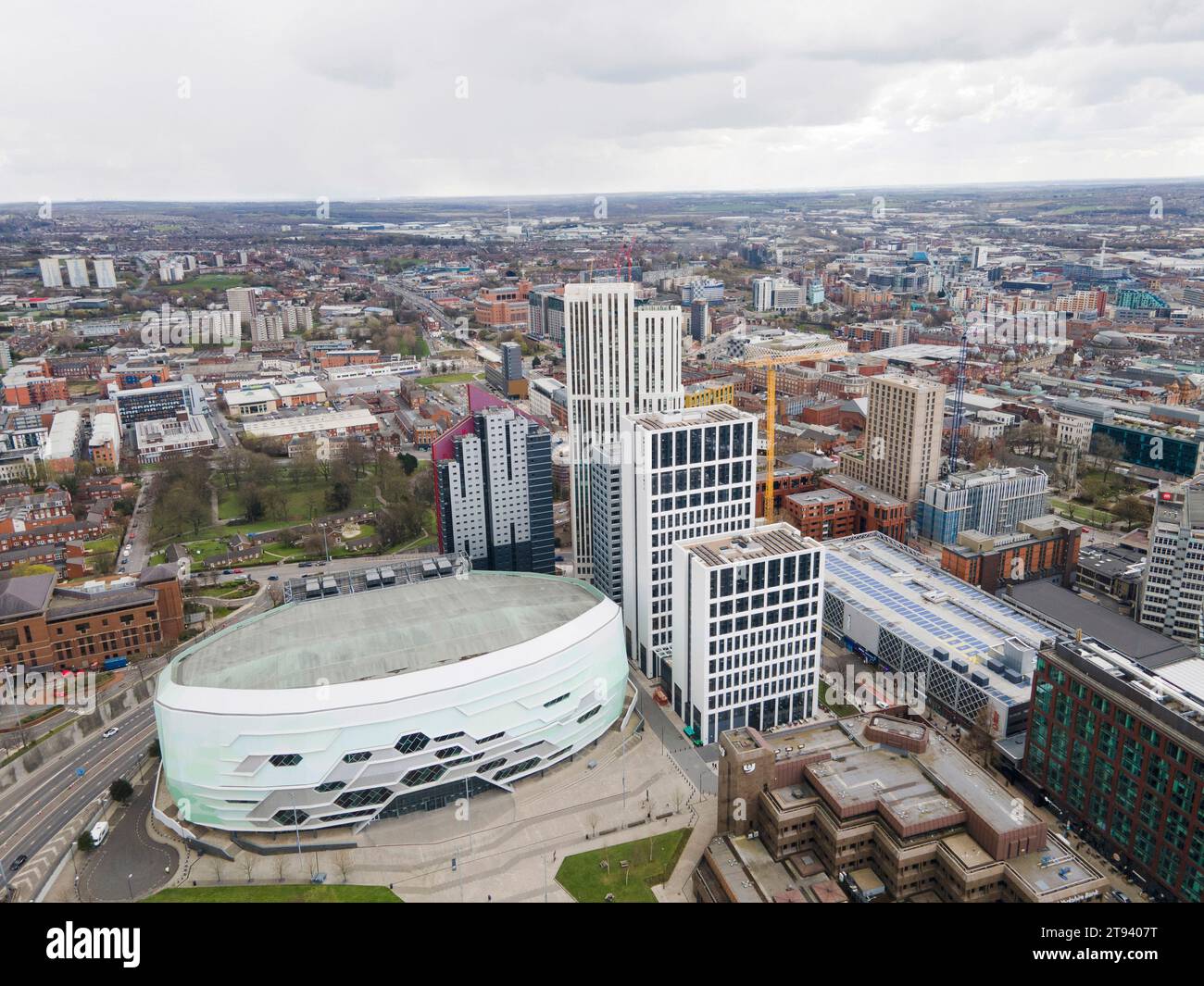 Bird's eye view of city. Altus House, Leeds, United Kingdom. Architect ...