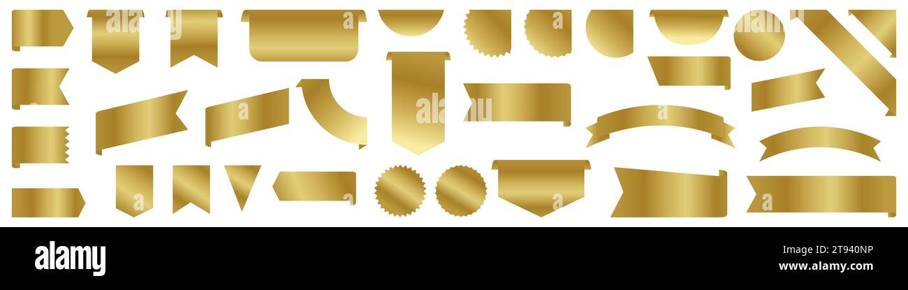 Gold ribbon. Gold ribbon set. Emblem collection Stock Photo - Alamy