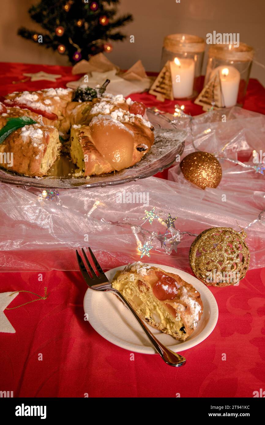 Bolo rei, typical Portuguese cake used at Christmas parties in December ...