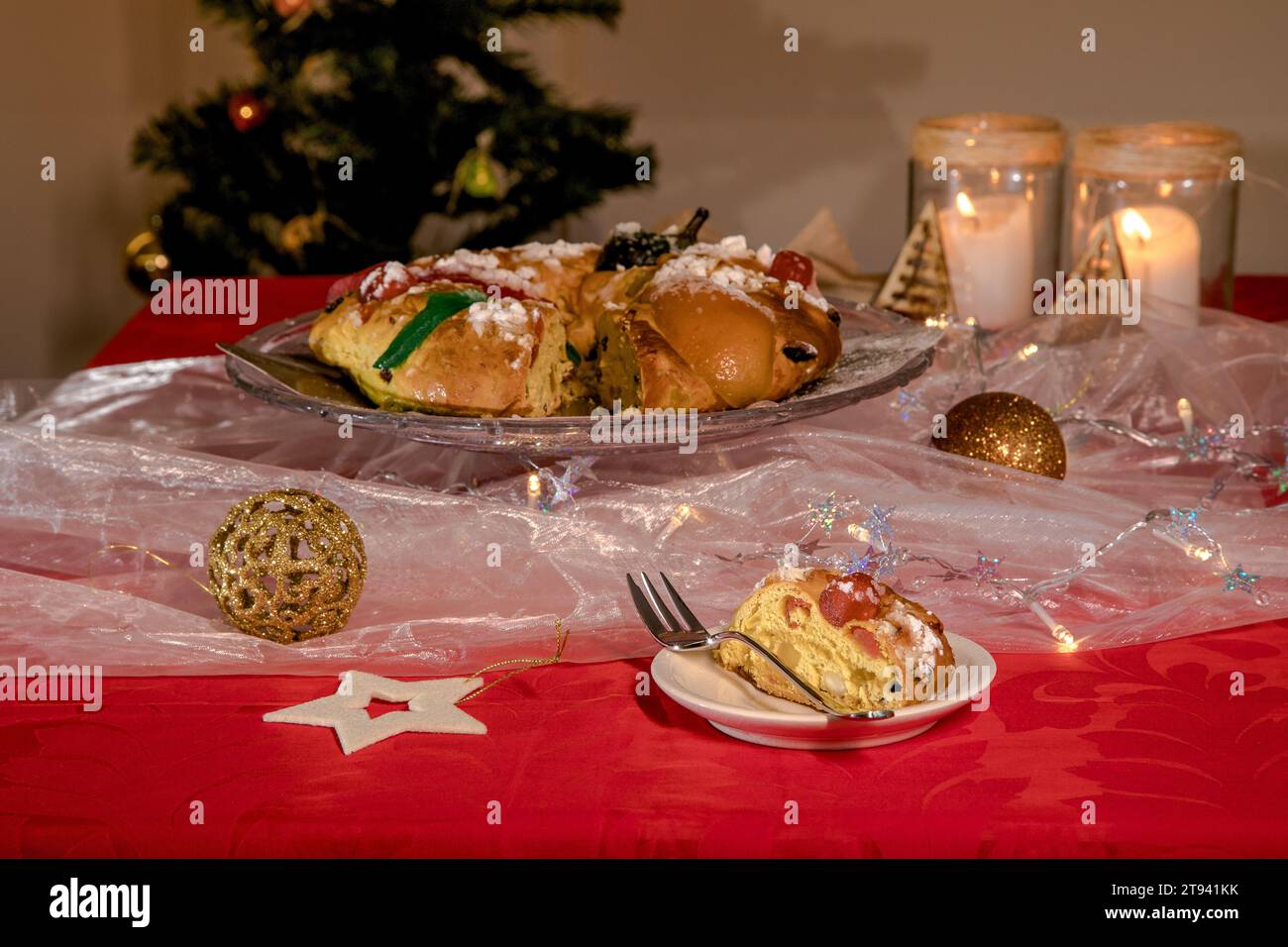 Bolo rei, typical Portuguese cake used at Christmas parties in December ...