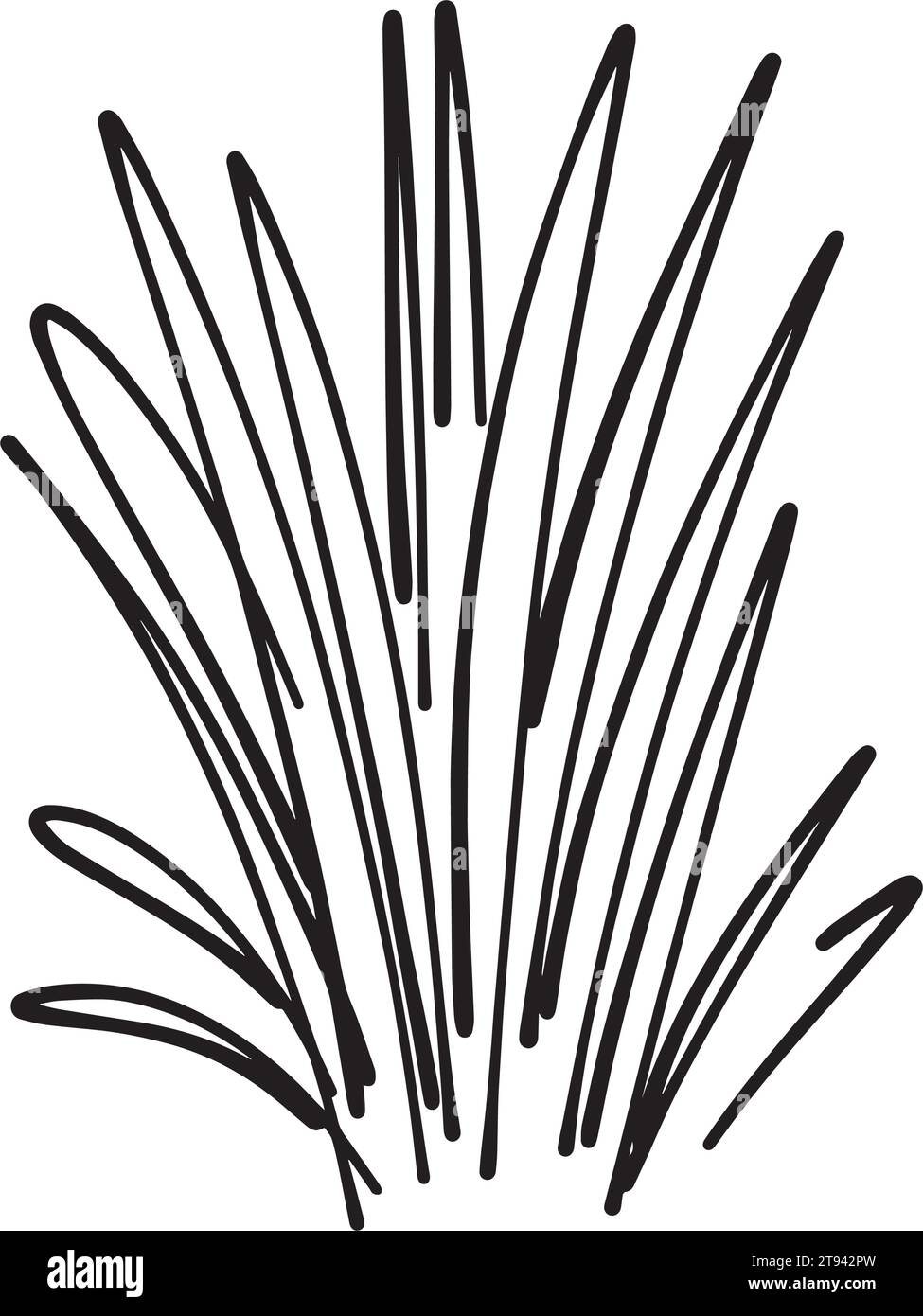 Grass icon illustration, hand drawn in sketch, brush style design and ...