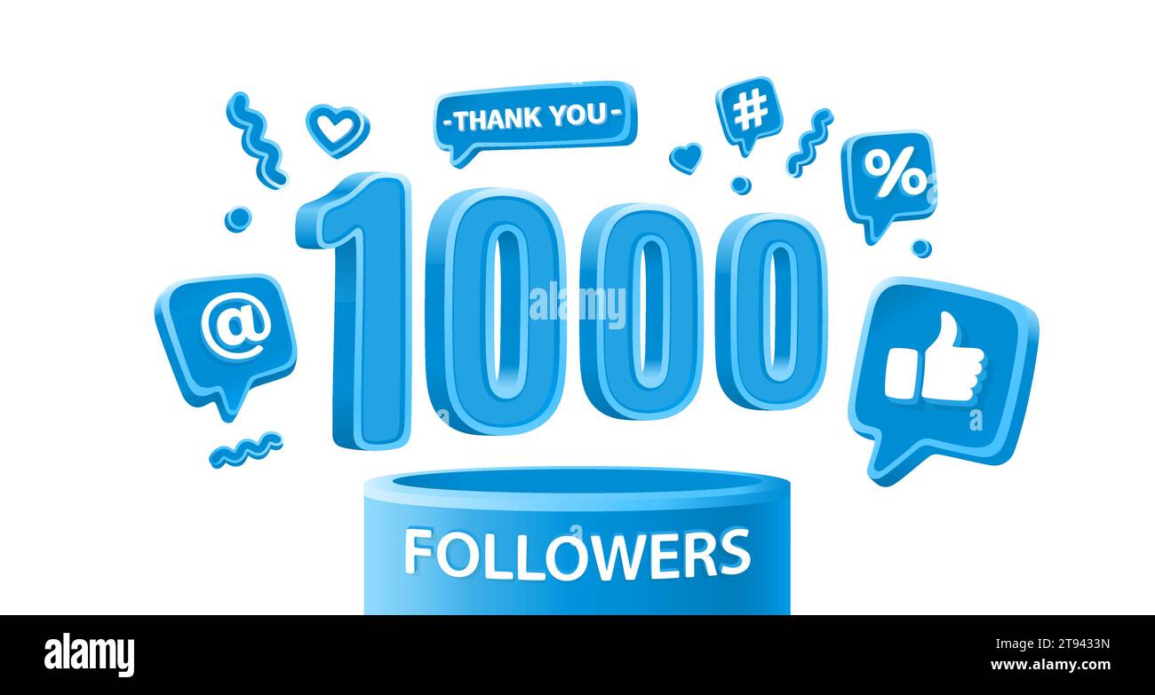 Thank you 1000 followers, peoples online social group, happy banner ...