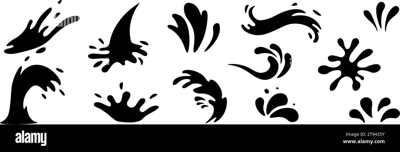 Drop water silhouette set. Liquid splash water set Stock Vector Image ...