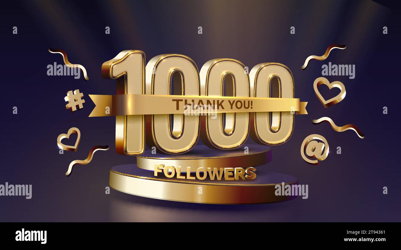 Thank You 1000 Followers Peoples Online Social Group Happy Banner