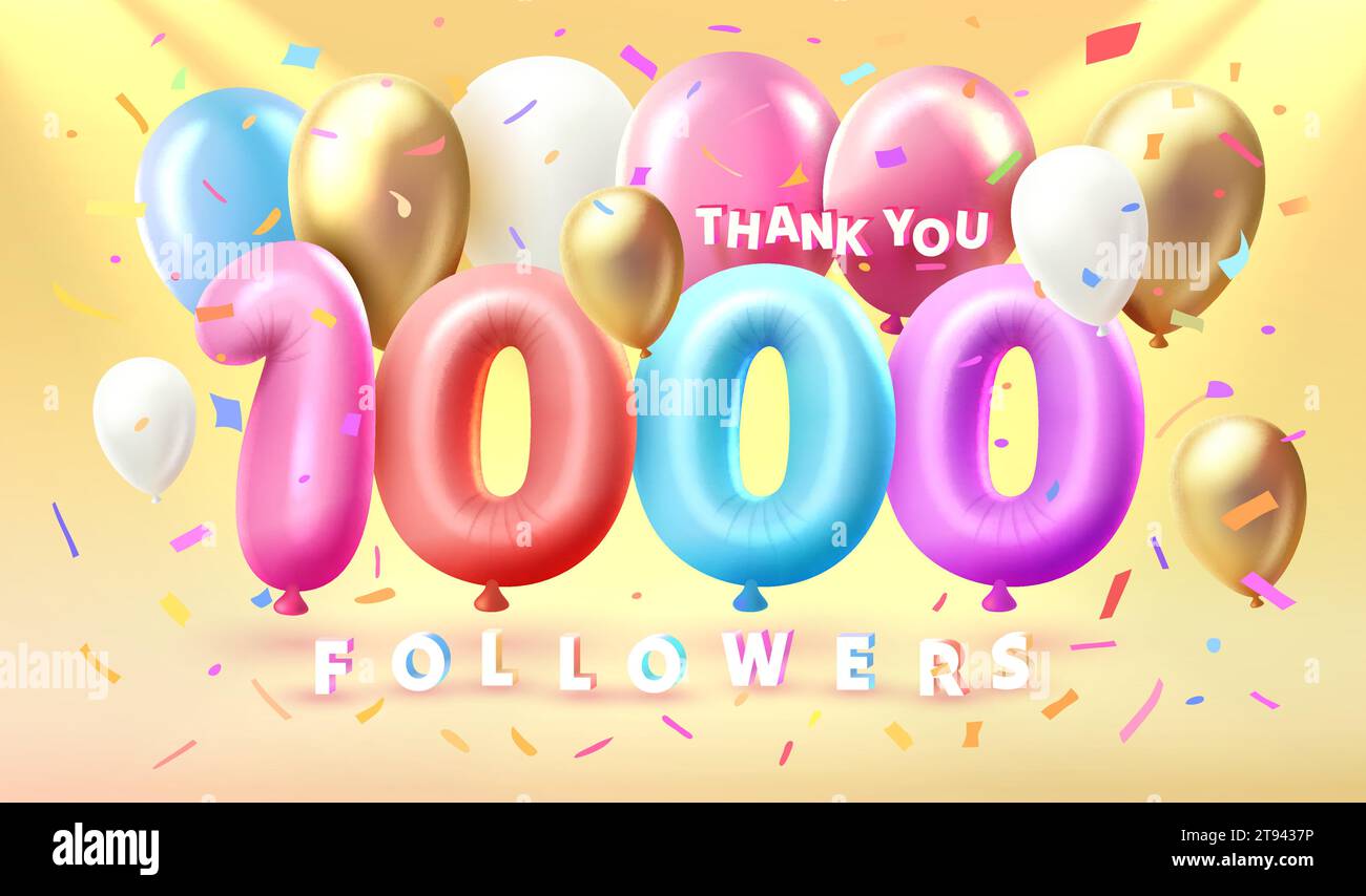 Thank You 1000 Followers Peoples Online Social Group Happy Banner