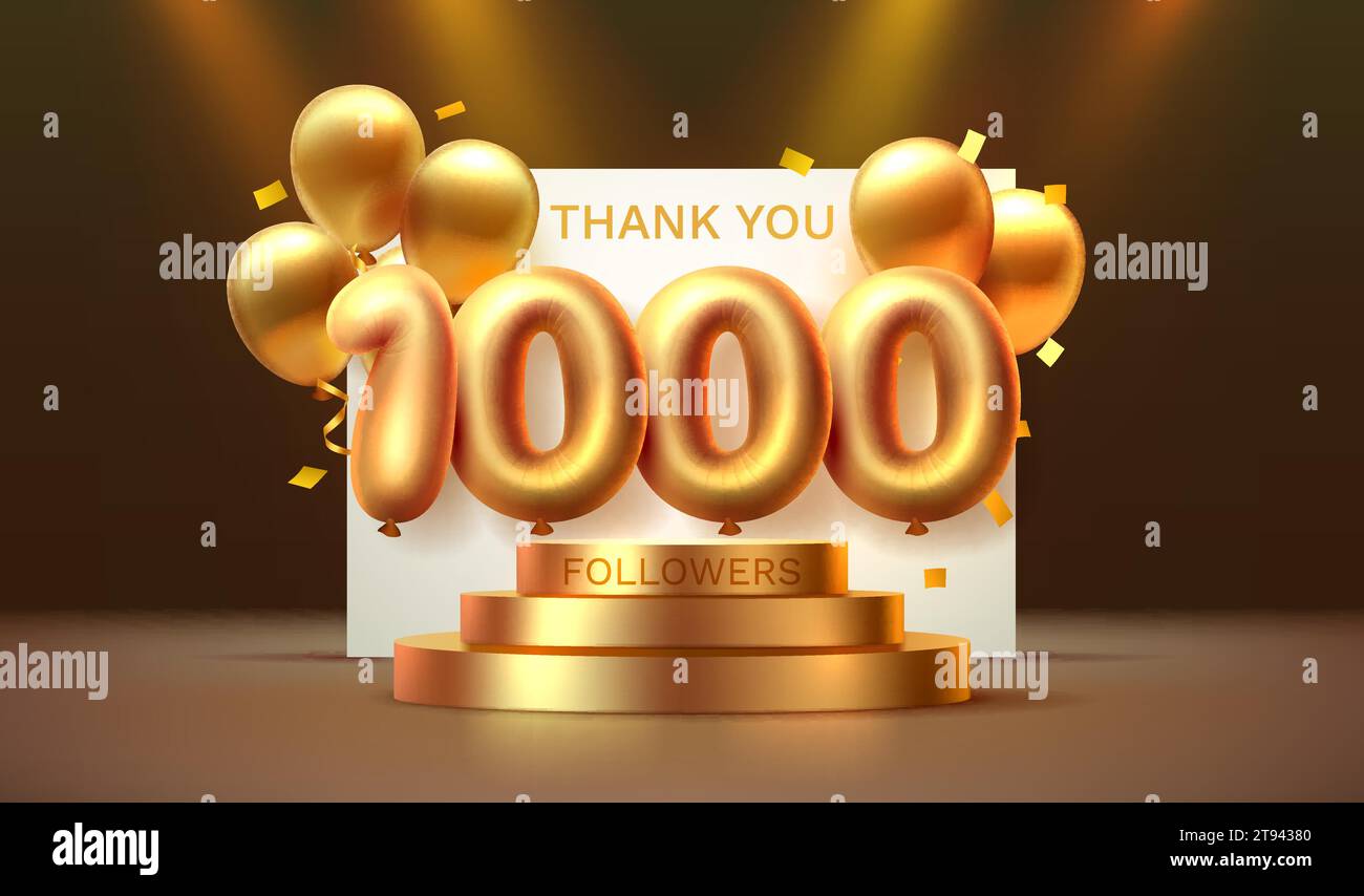 Thank you 1000 followers, peoples online social group, happy banner celebrate, Vector Stock ...