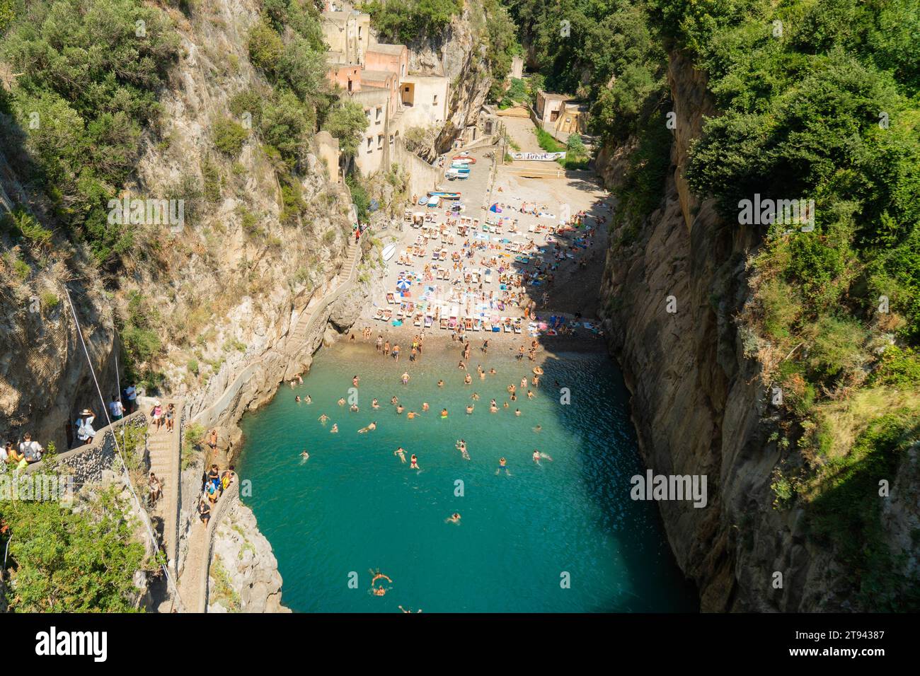 The famous Fiordo di furore cove in Amalfi coast popular tourist ...