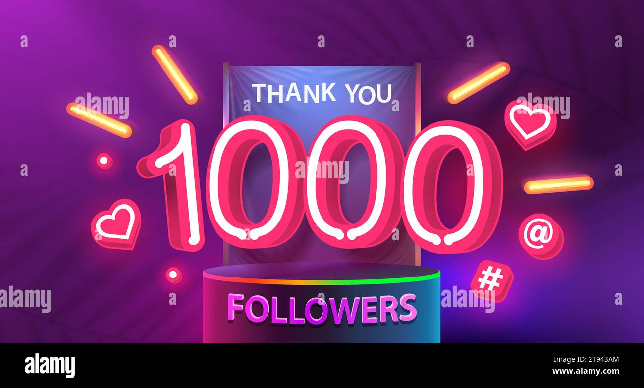 Thank You 1000 Followers Peoples Online Social Group Happy Banner