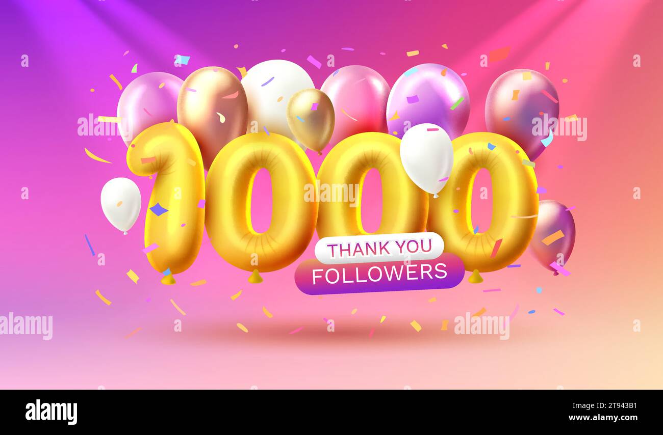 Thank You 1000 Followers Peoples Online Social Group Happy Banner