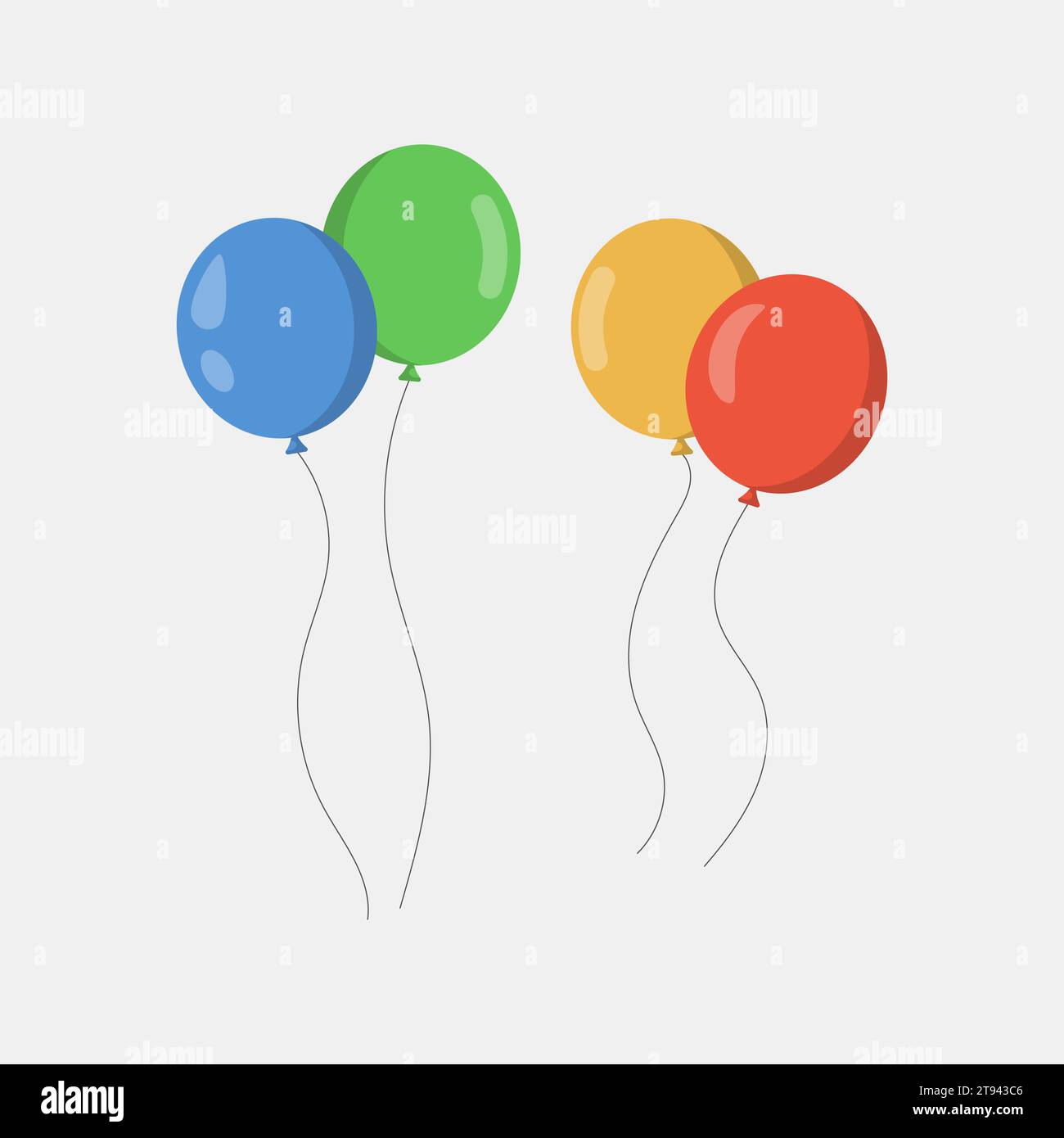 Bunch of balloons in cartoon style isolated on white background. Vector ...