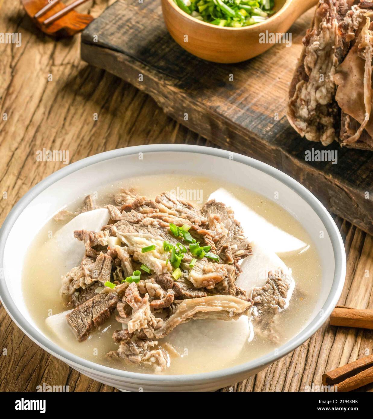 stewed mutton (lamb) with radish soup in casserole Stock Photo - Alamy