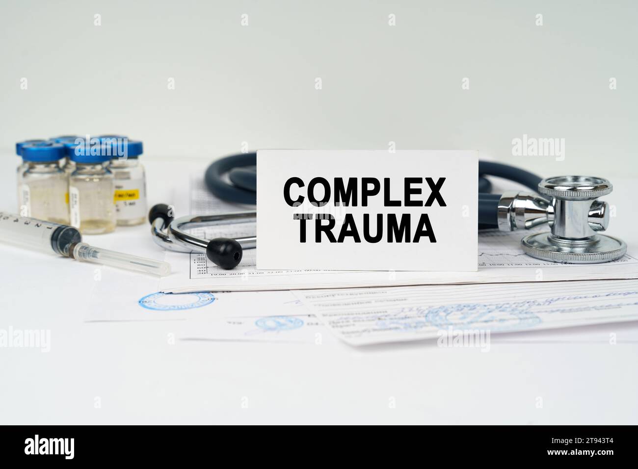 Medical concept. On the medical documents there is a stethoscope ...