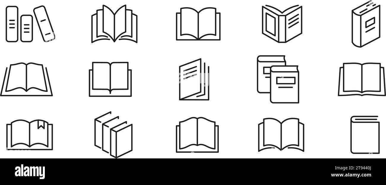 Book icon set. Linear style. Vector illustration Stock Vector Image ...