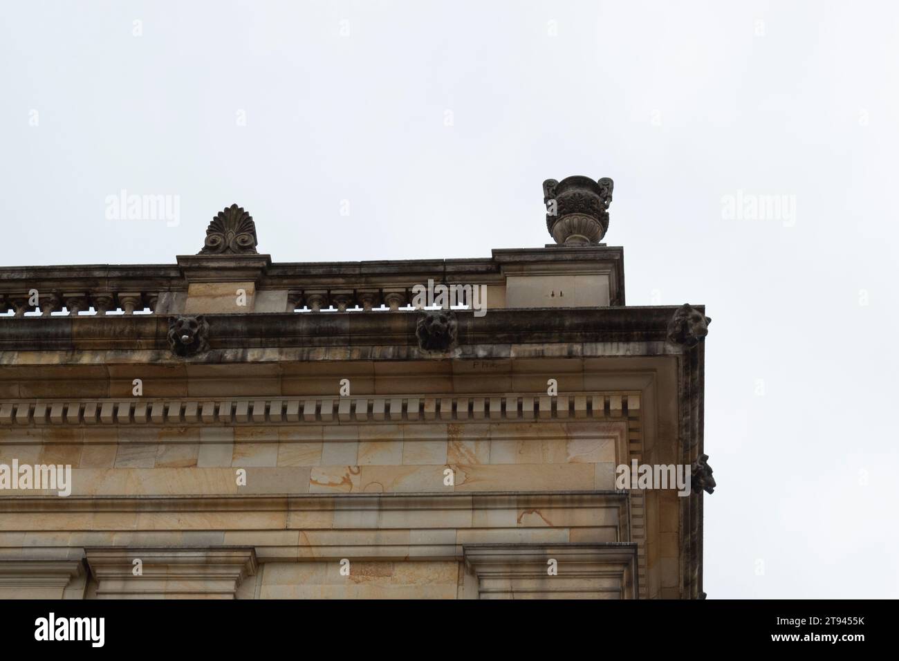 The details of neoclassical corner roof facade of national capitol ...