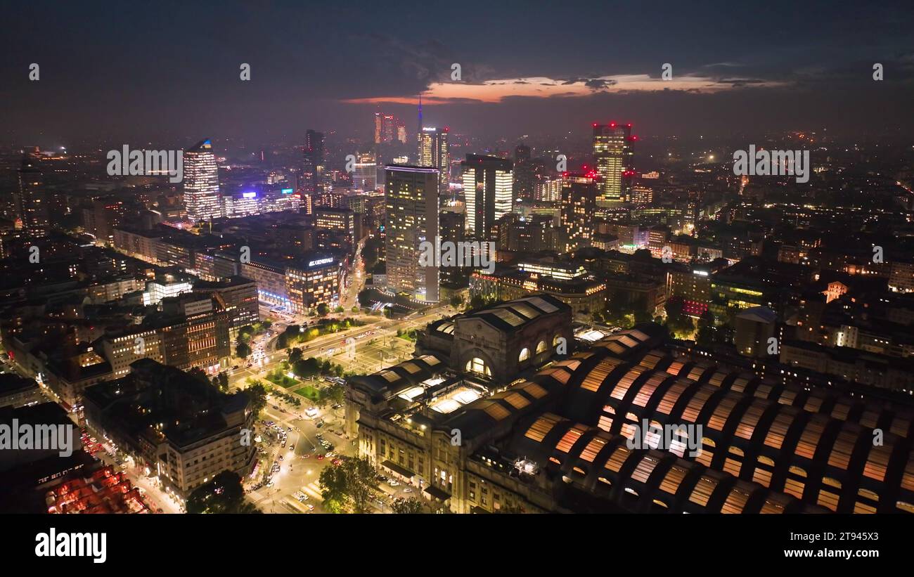Aerial view of Milan city skyline. Italy. business buildings ...
