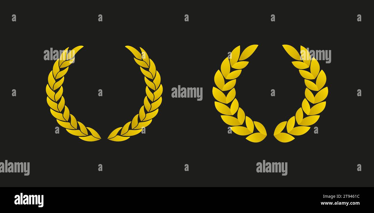 golden laurel wreaths. Elegant organic plant leaf awards in various ...