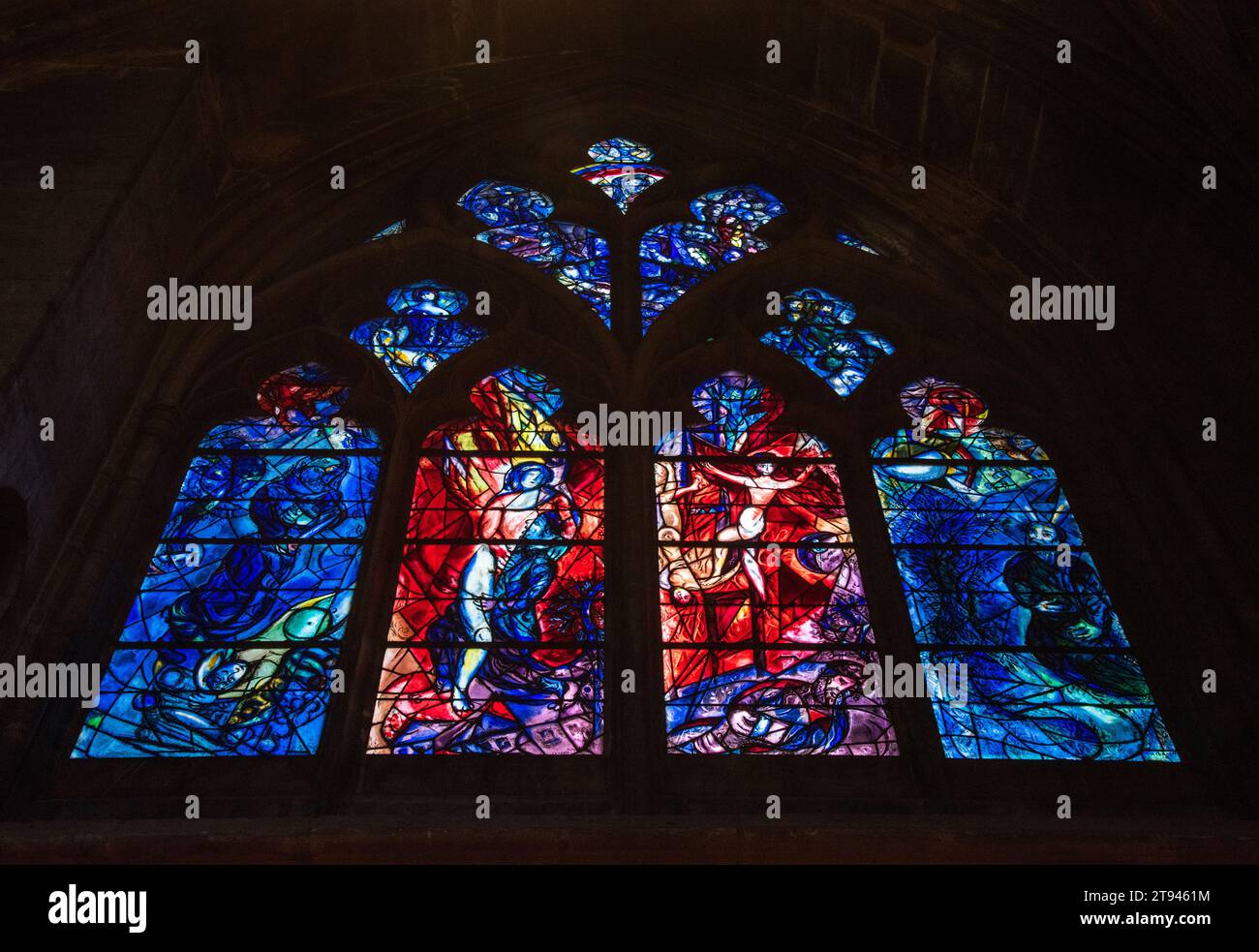 Metz, France - December 26, 2022: Marc Chagall stained glass window in ...