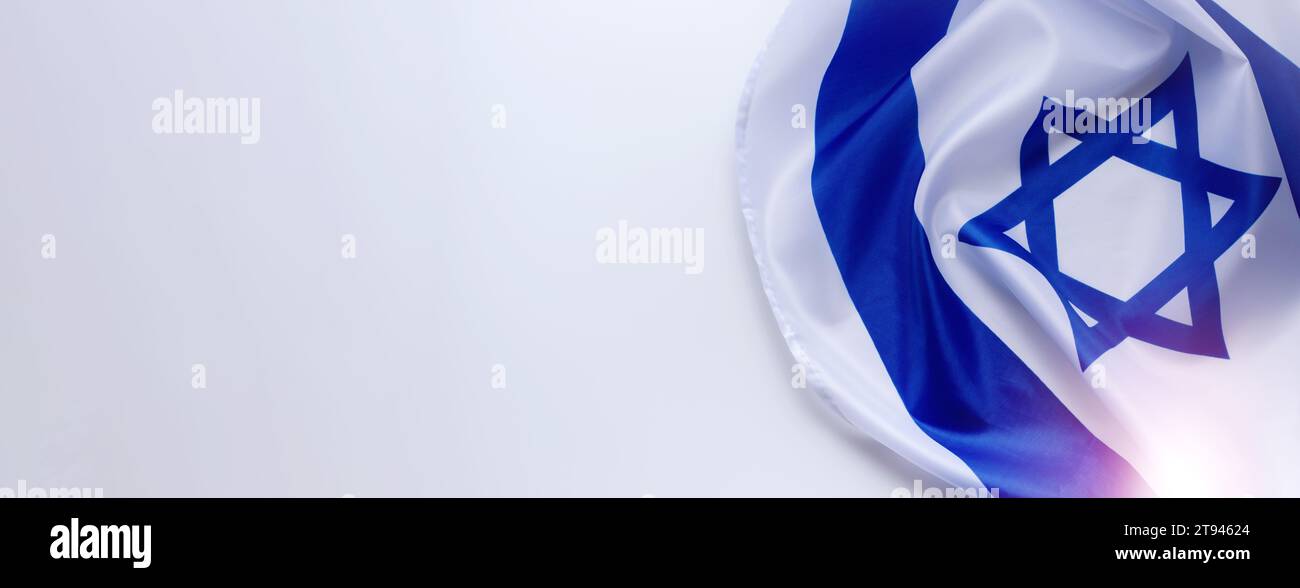 Banner with Official flag of Israel on a white background and copy ...