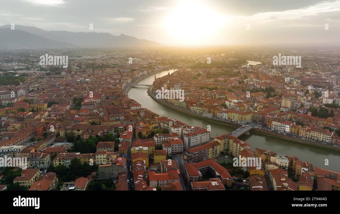 Aerial view of Pisa, Italy skyline on the Arno River Stock Photo - Alamy