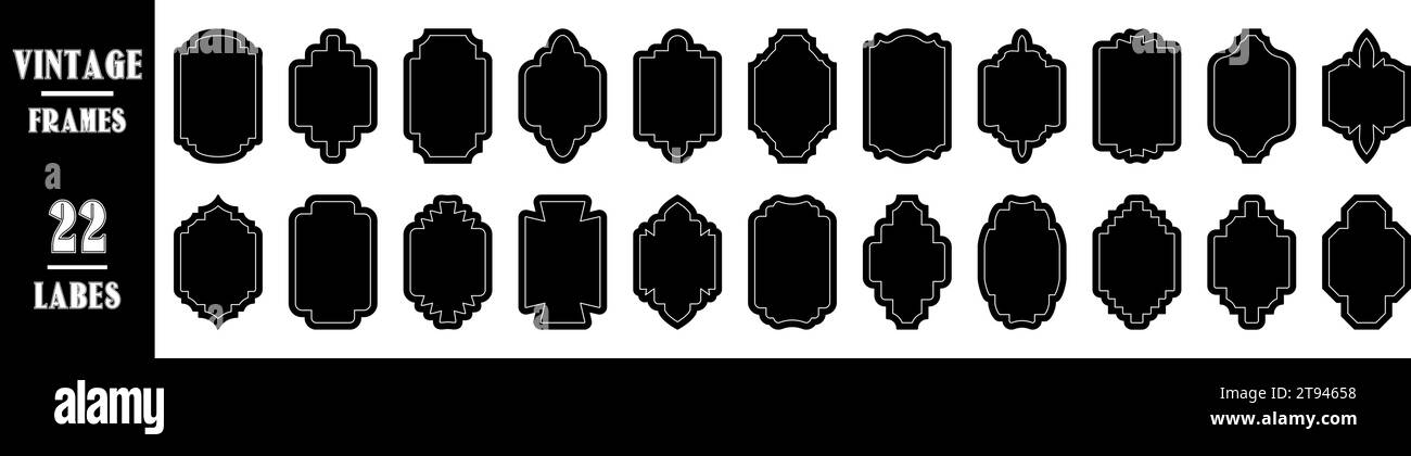 Vintage frames. Vintage frame set. Silhouette sticker Stock Vector ...