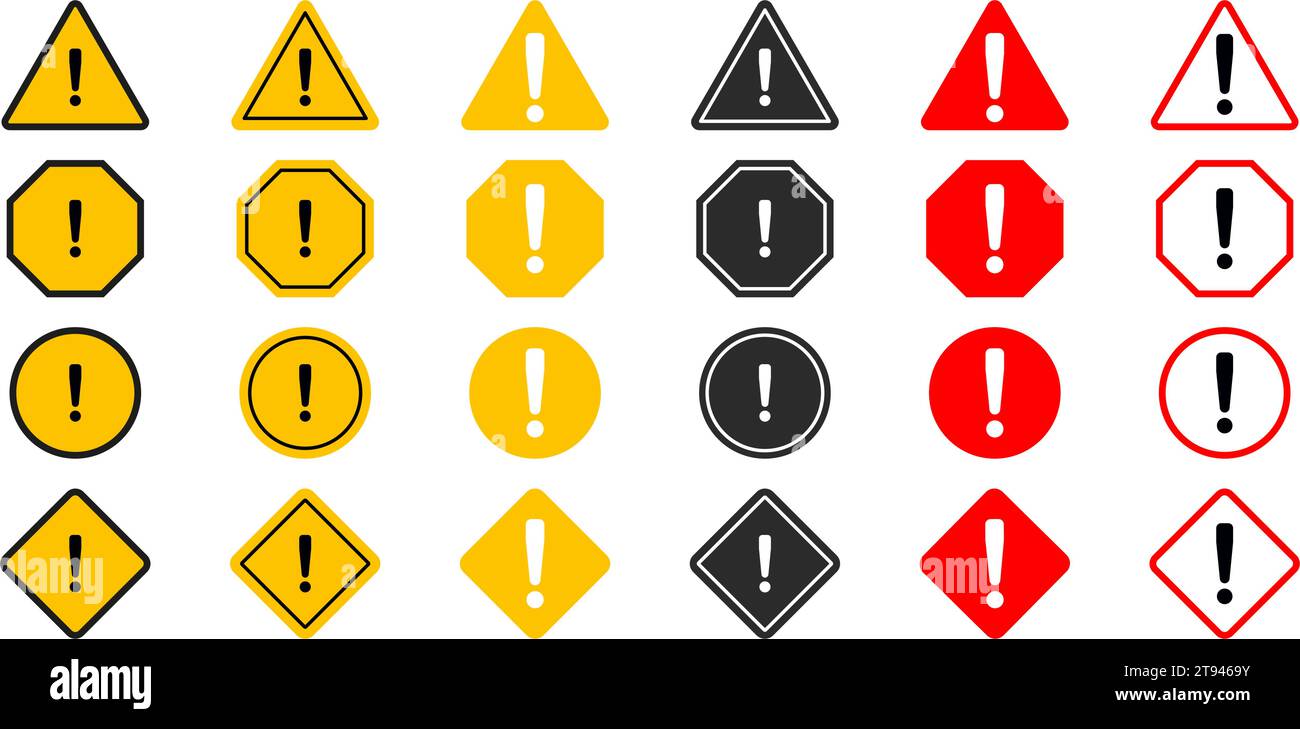 Warning icons. Danger warning attention sign. Vector illustration Stock ...